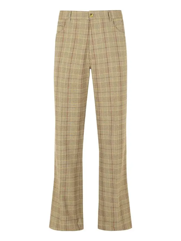 Amiri Virgin Wool Blend Plaid Trousers - Cream