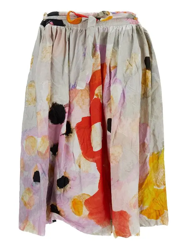DANIELA GREGIS Balloon Skirt With Print And Drawstring Waist - Multicolor
