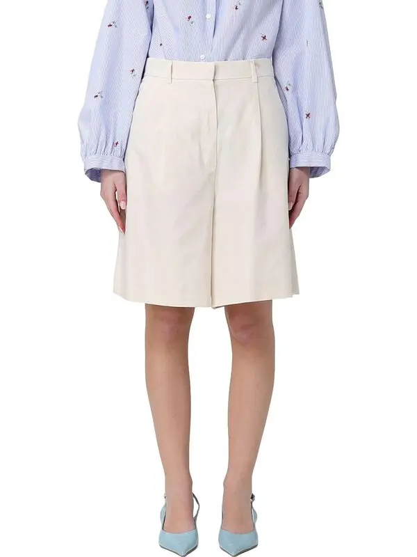 Max Mara Beige Cotton Linen Shorts - Cream