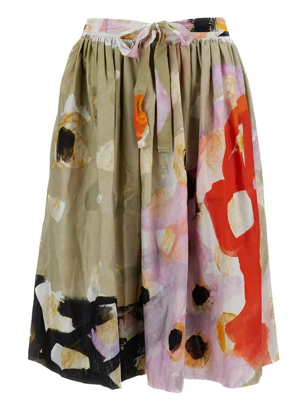DANIELA GREGIS Balloon Skirt With Print And Drawstring Waist - Multicolor