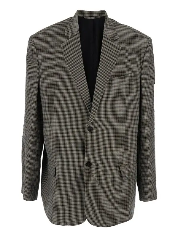 Balenciaga Checked Blazer With Logo Patch - Multicolor