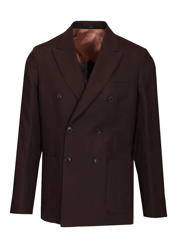 Paul Smith Double-breasted Linen Blazer - Purple
