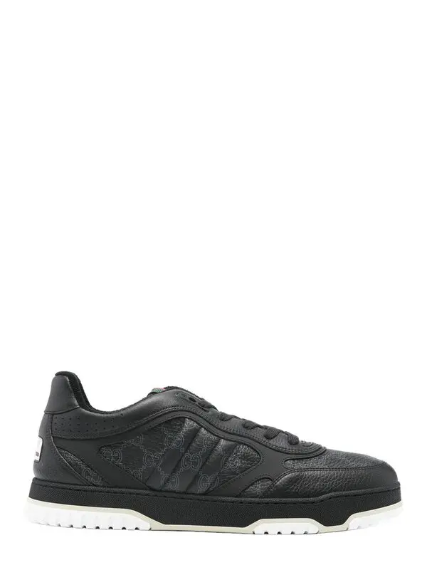 Gucci Leather Low-top Sneakers With Embossed Logo - Black