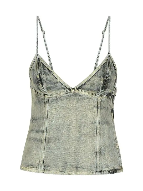 DIESEL® Denim Tank Top With Corset Detail - Silver