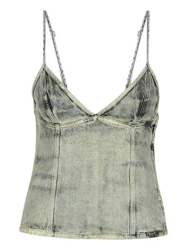 DIESEL® Denim Tank Top With Corset Detail - Silver
