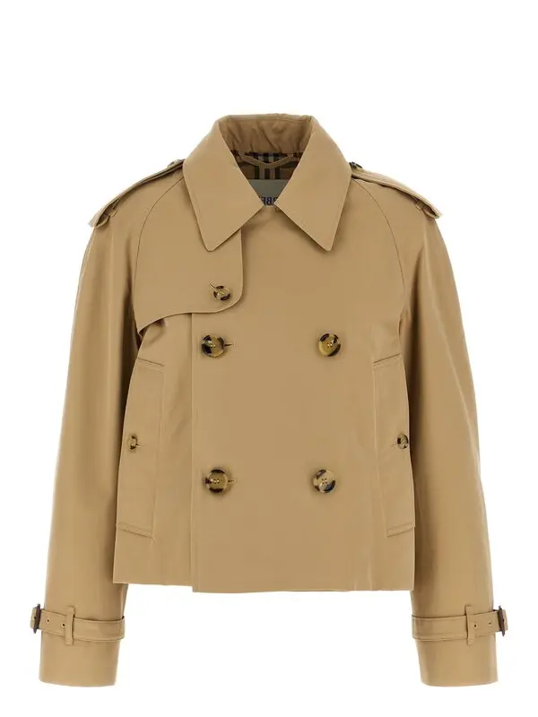 Burberry Mayfair Double-breasted Crop Trench Coat - Cream