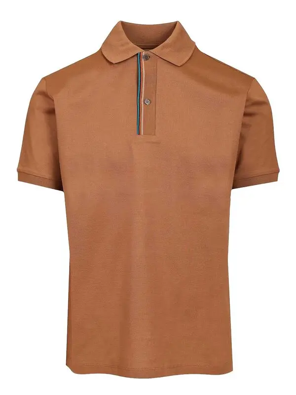 Paul Smith Polo Shirt With Striped Trim - Brown