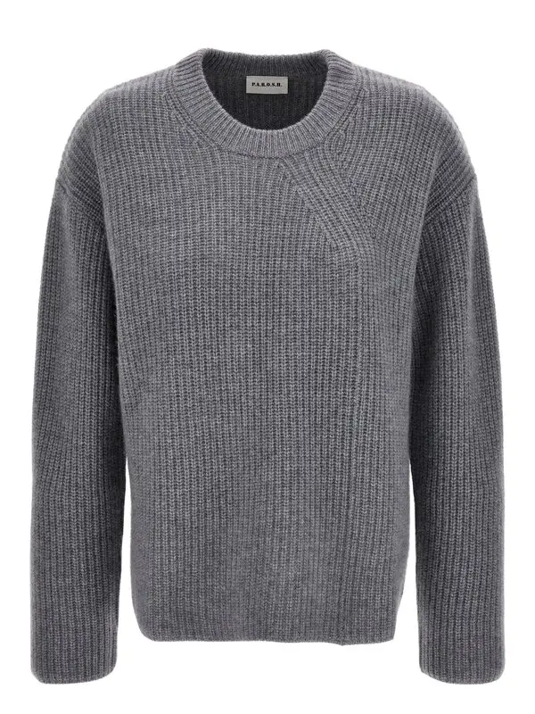 P.a.r.o.s.h Ribbed Cashmere Crewneck Sweater - Gray