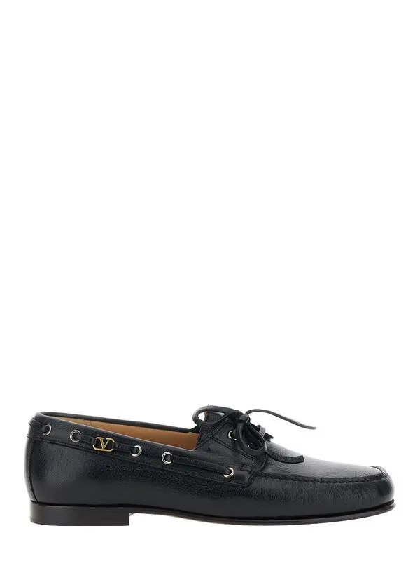 Valentino Garavani Leather Loafers With Bow Detailing - Black