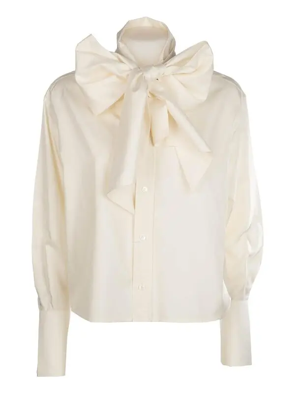 Celine Long Sleeve Shirt With Pussy Bow Detail - Multicolor