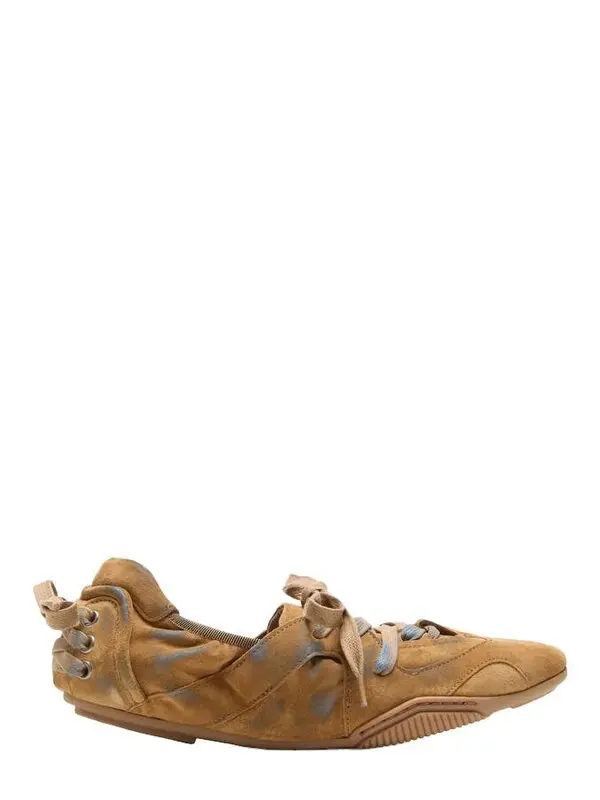 Acne Studios Beige/blue Suede Lace-up Flats - Cream