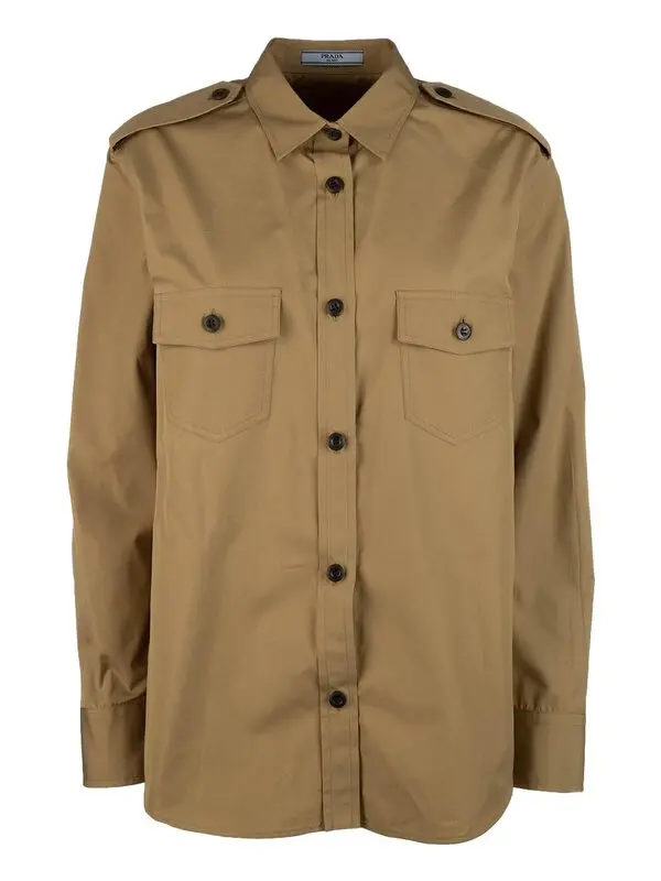 Prada Long Sleeve Button-up Shirt With Pockets - Multicolor