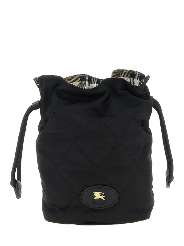 Burberry Horseshoe Quilted Nylon Clutch - Black
