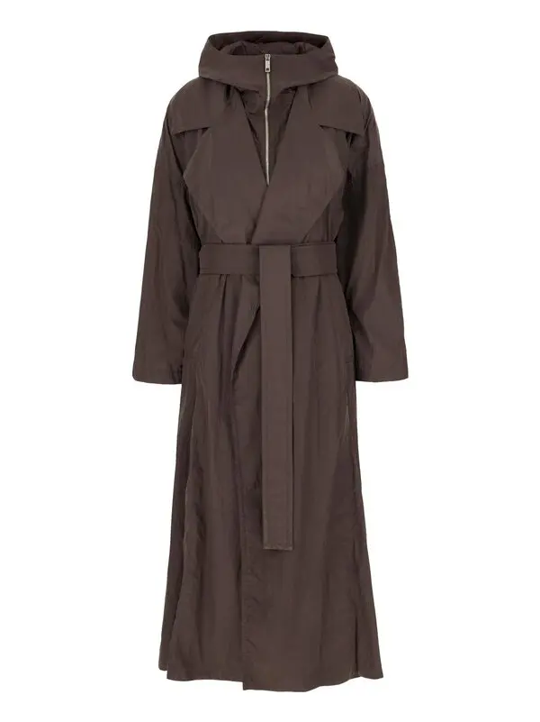 Sportmax Hooded Zip-up Belted Trench Coat - Multicolor