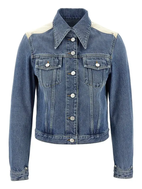 Givenchy Denim Jacket With Canvas Detail - Blue