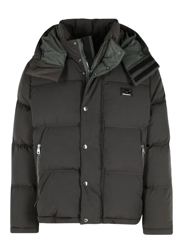Dolce & Gabbana Padded Down Jacket With Removable Hood - Gray