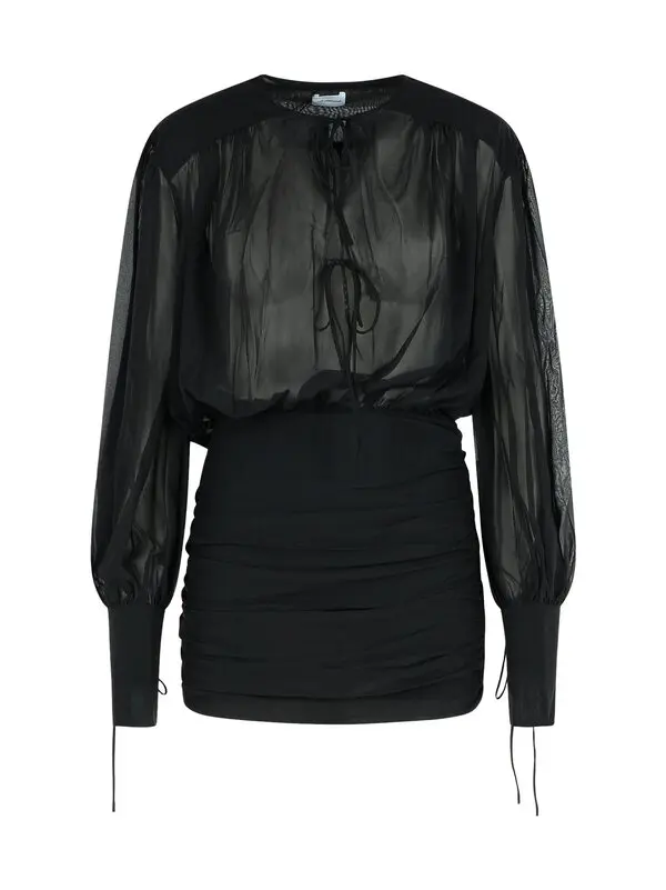 Andamane Yulia Silk Mini Dress - Black