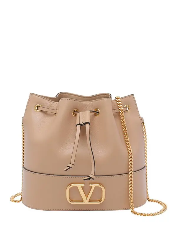 Valentino Garavani Mini Vlogo Signature Bucket Bag - Cream