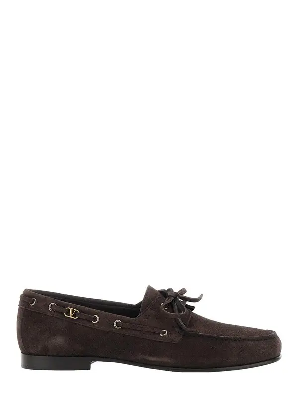 Valentino Garavani Suede Loafers With Bow Detailing - Brown