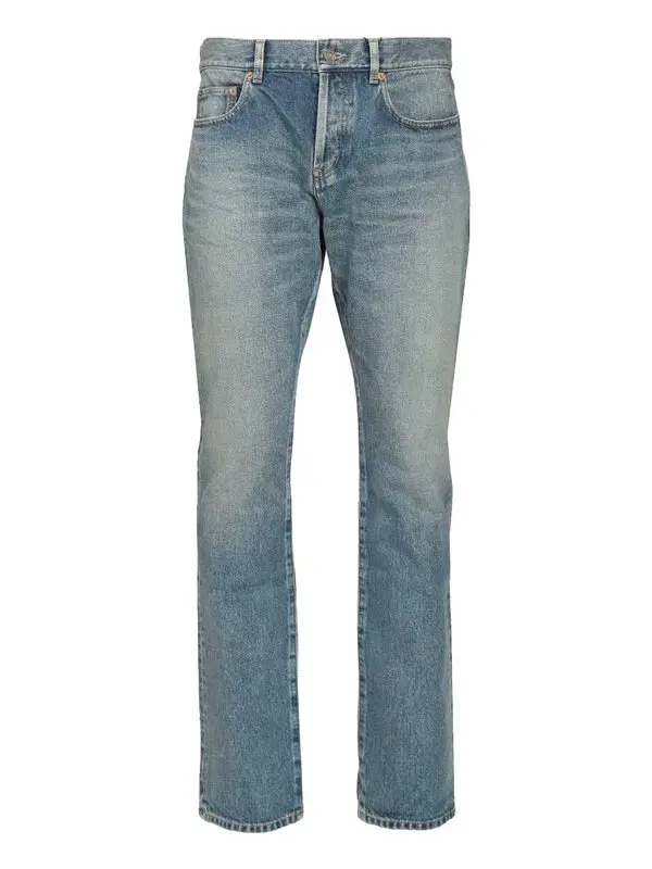 Saint Laurent Slim Relaxed Low Rise Jeans In Denim - Blue