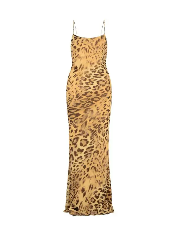 Andamane Animal Print Draped Back Maxi Dress - Cream