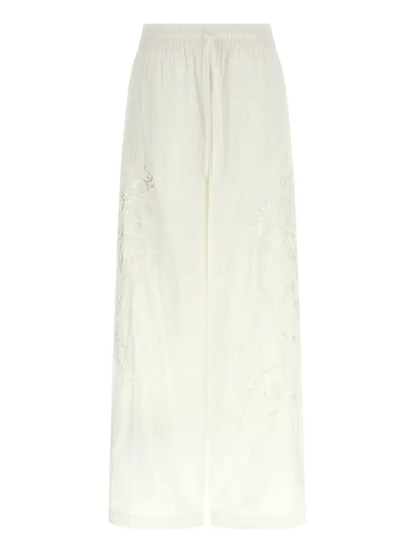 P.a.r.o.s.h Embroidered Wide-leg Trousers - White