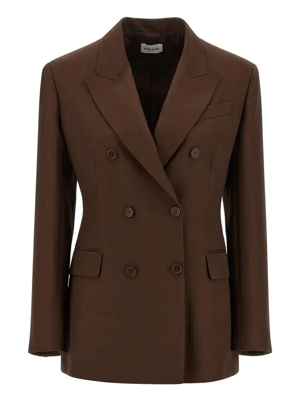 P.a.r.o.s.h Raisa Double-breasted Linen Blend Blazer - Brown