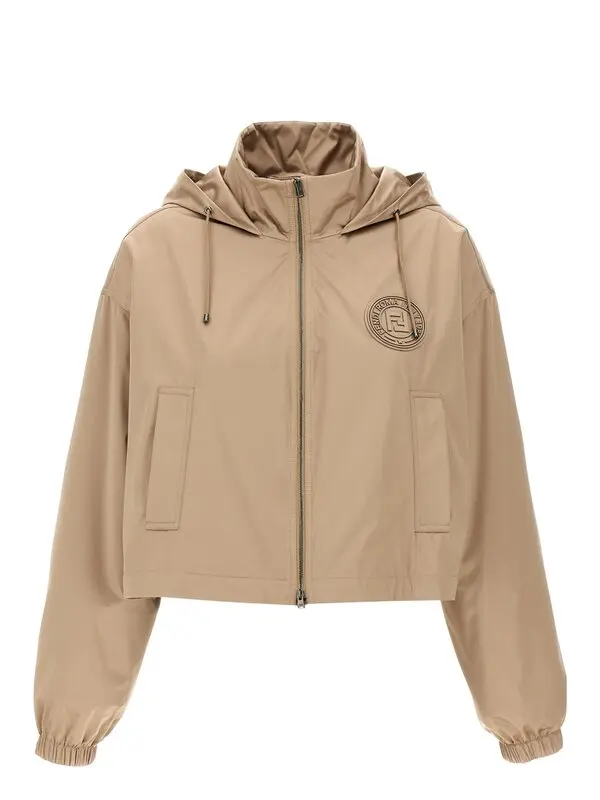 Fendi Tech Silk Crop Anorak With Stamp 1925' Patch - Brown