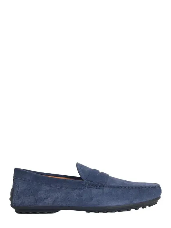 TOD'S Suede Loafers With Embossed Logo - Blue