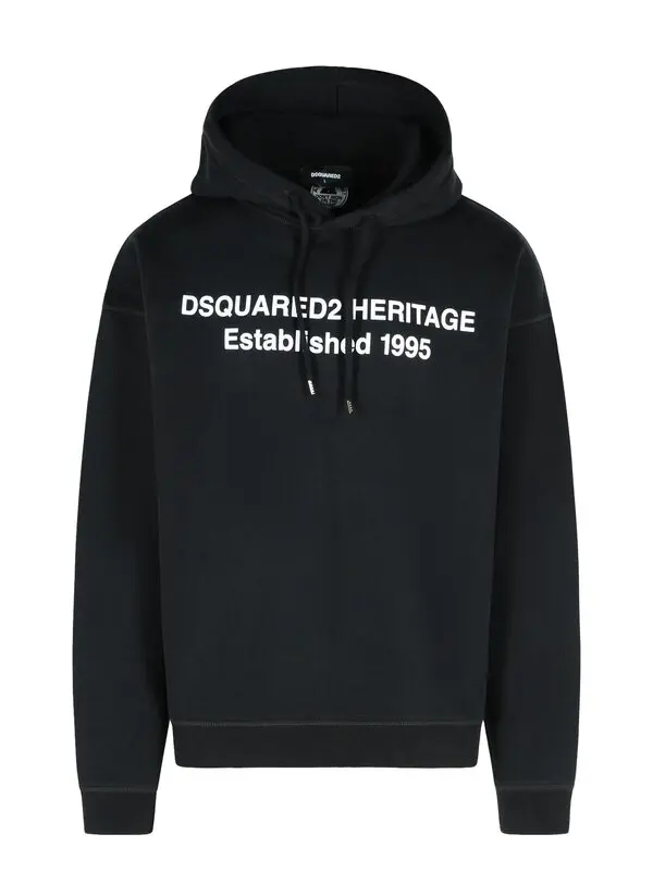 Dsquared2 Cotton Hoodie With Front Print - Black