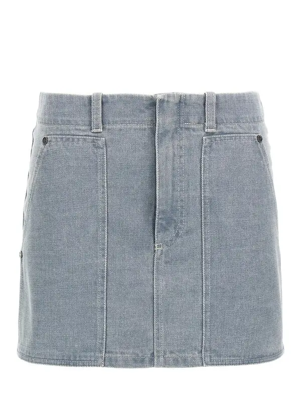 Fendi Go-to" Embossed Denim Miniskirt - Gray