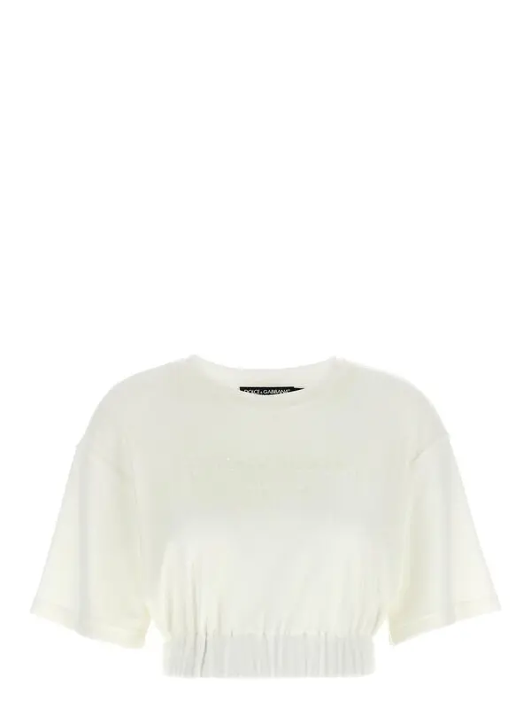 Dolce & Gabbana Logo Chenille Cropped Top - White