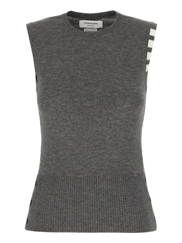 Thom Browne Sleeveless Knitwear With Signature Stripes - Multicolor