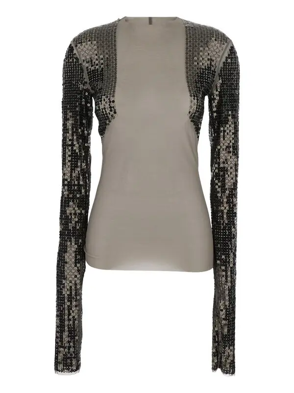 Rick Owens Sequined Long Sleeve T-shirt - Multicolor