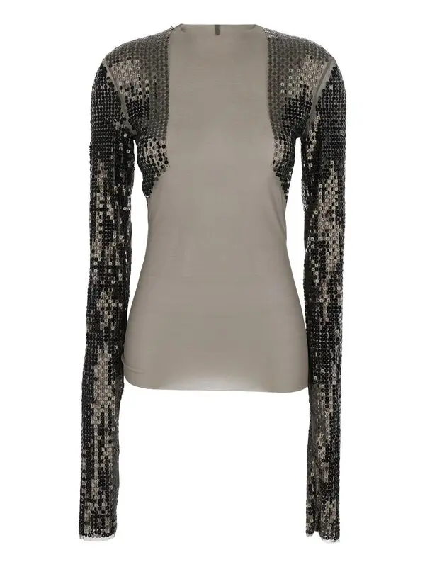 Rick Owens Sequined Long Sleeve T-shirt - Multicolor