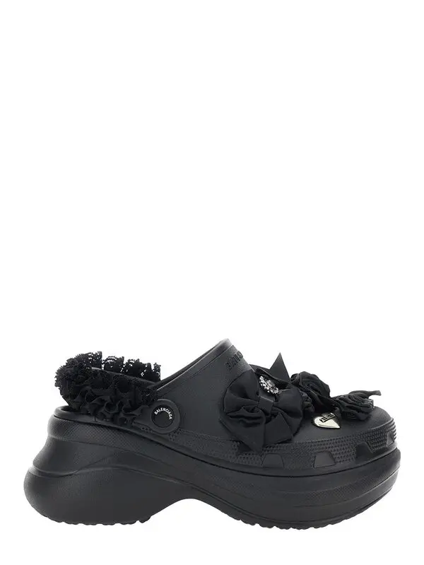 Balenciaga Mule With Logo Plate And Rubber Applications - Black