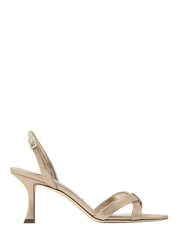 JIMMY CHOO Leather Crossover Strap Stiletto Heel Slingbacks - Gold