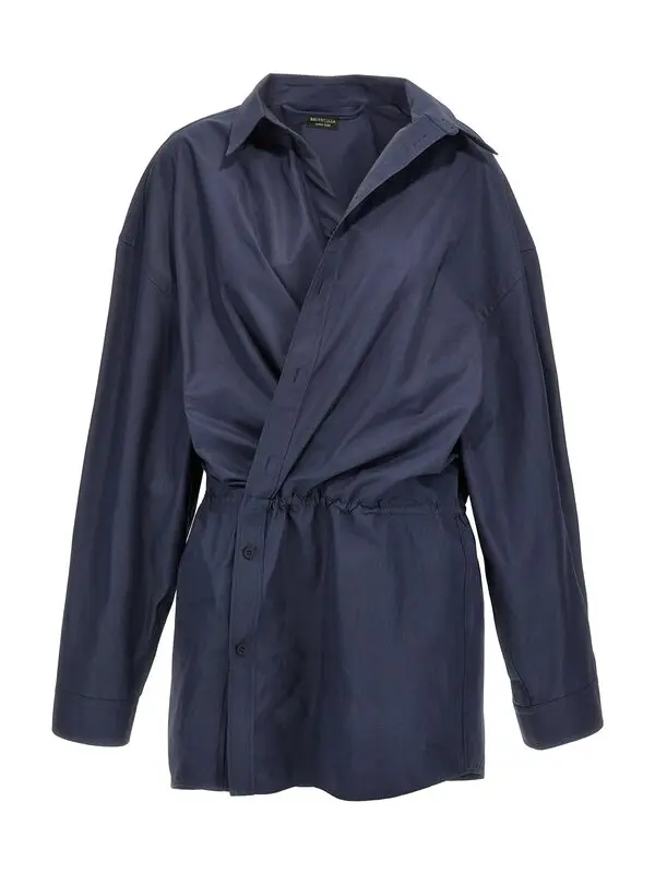 Balenciaga Stile Camicia Mini Dress - Blue