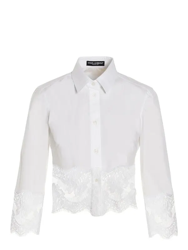 Dolce & Gabbana Cropped Lace Shirt - White