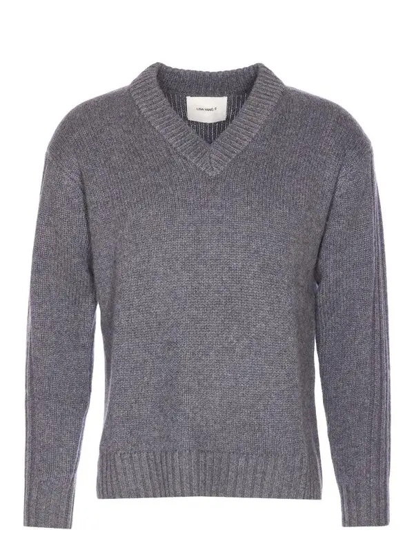 LISA YANG Cashmere V-neck Sweater - Gray