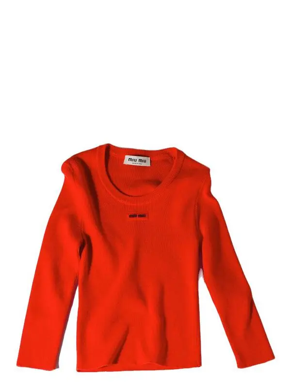 Miu Miu Ribbed Knit Cotton Sweater - Multicolor