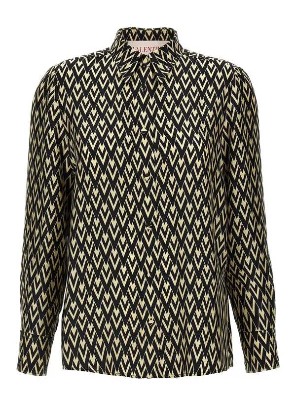 Valentino Garavani Silk "toute La V" Logo Print Shirt - Multicolor