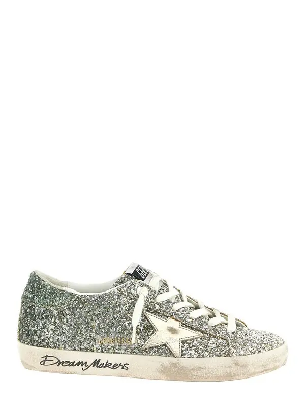 GOLDEN GOOSE Super Star Glitter Sneakers - Silver