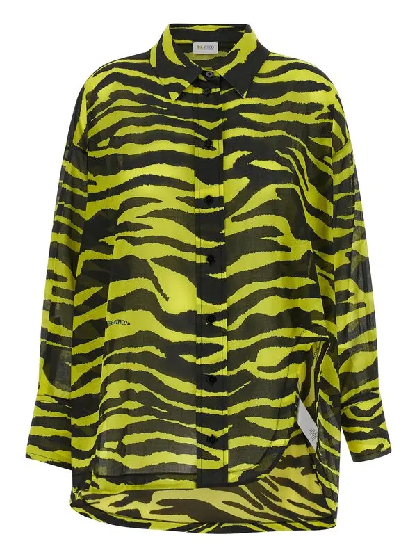 Attico Il Primo Bagno' Printed Cotton Muslin Shirt - Yellow