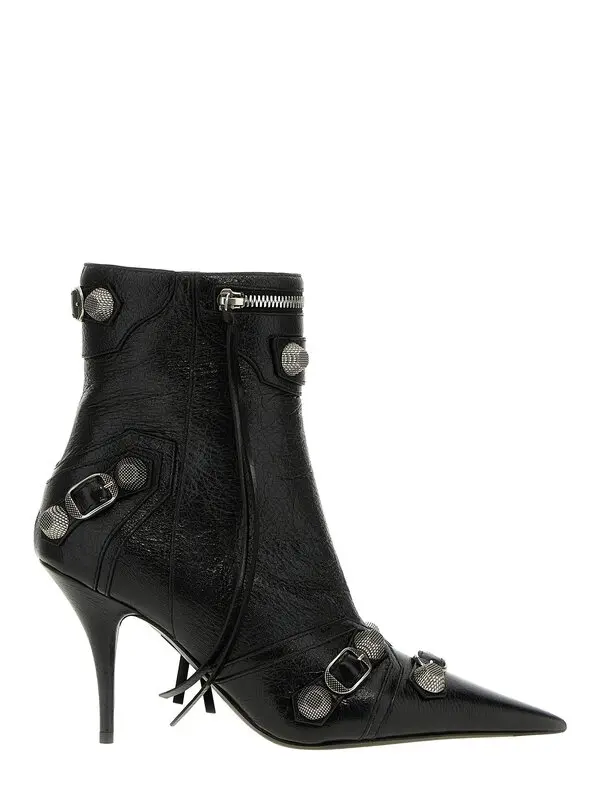 Balenciaga Cagole Ankle Boots With Stud Embellishments - Black