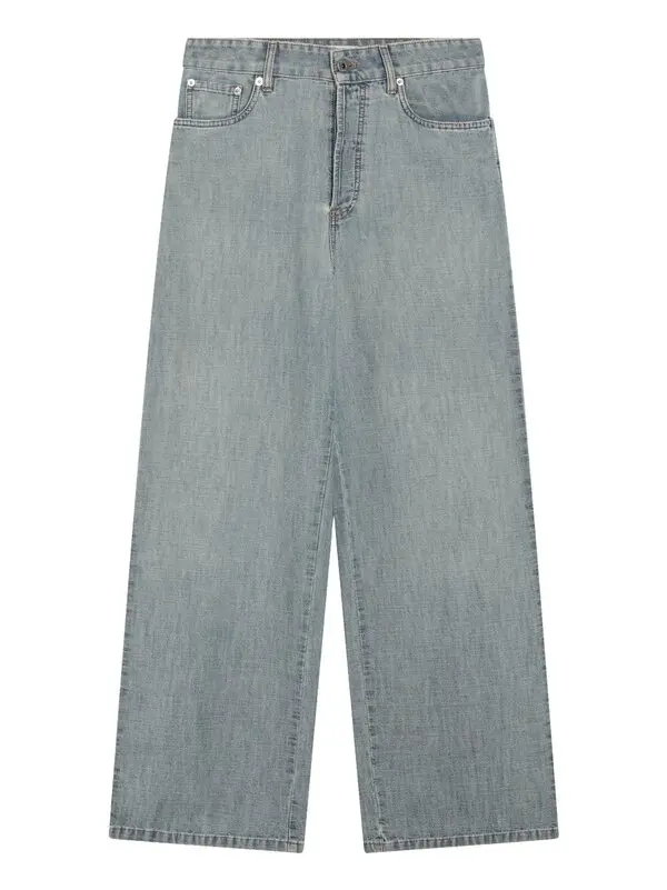 Miu Miu Light Wash Embroidered Logo Jeans - Blue