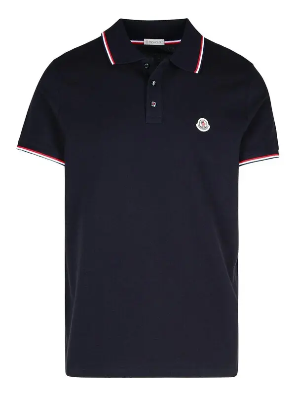 Moncler Navy Cotton Polo Shirt - Blue