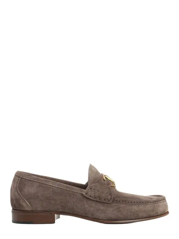 Valentino Garavani Vlogo Signature Suede Loafers - Gray