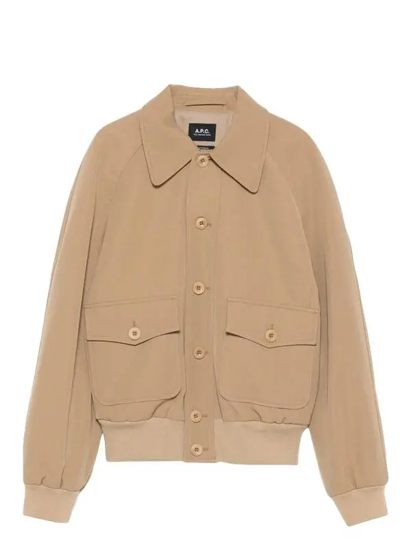 A.p.c. Beige Cotton Blend Bomber Jacket - Cream