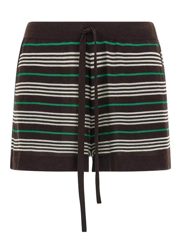 P.a.r.o.s.h Striped Wool, Silk, And Cashmere Blend Shorts - Brown